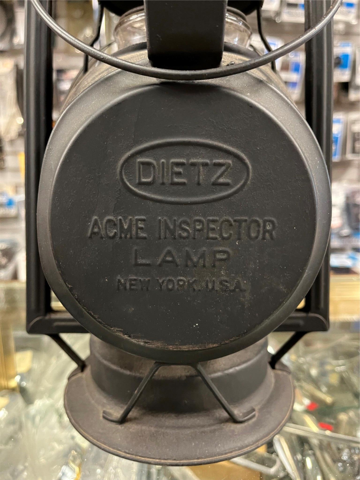 vtg Dietz ACME inspector lamp black NY USA N.Y.O.S. glass globe antique ...