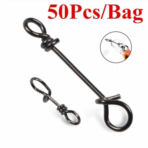 50Pcs/Bag Stainless Steel Connector Fishing Fastach Clips Fishing Clip ...