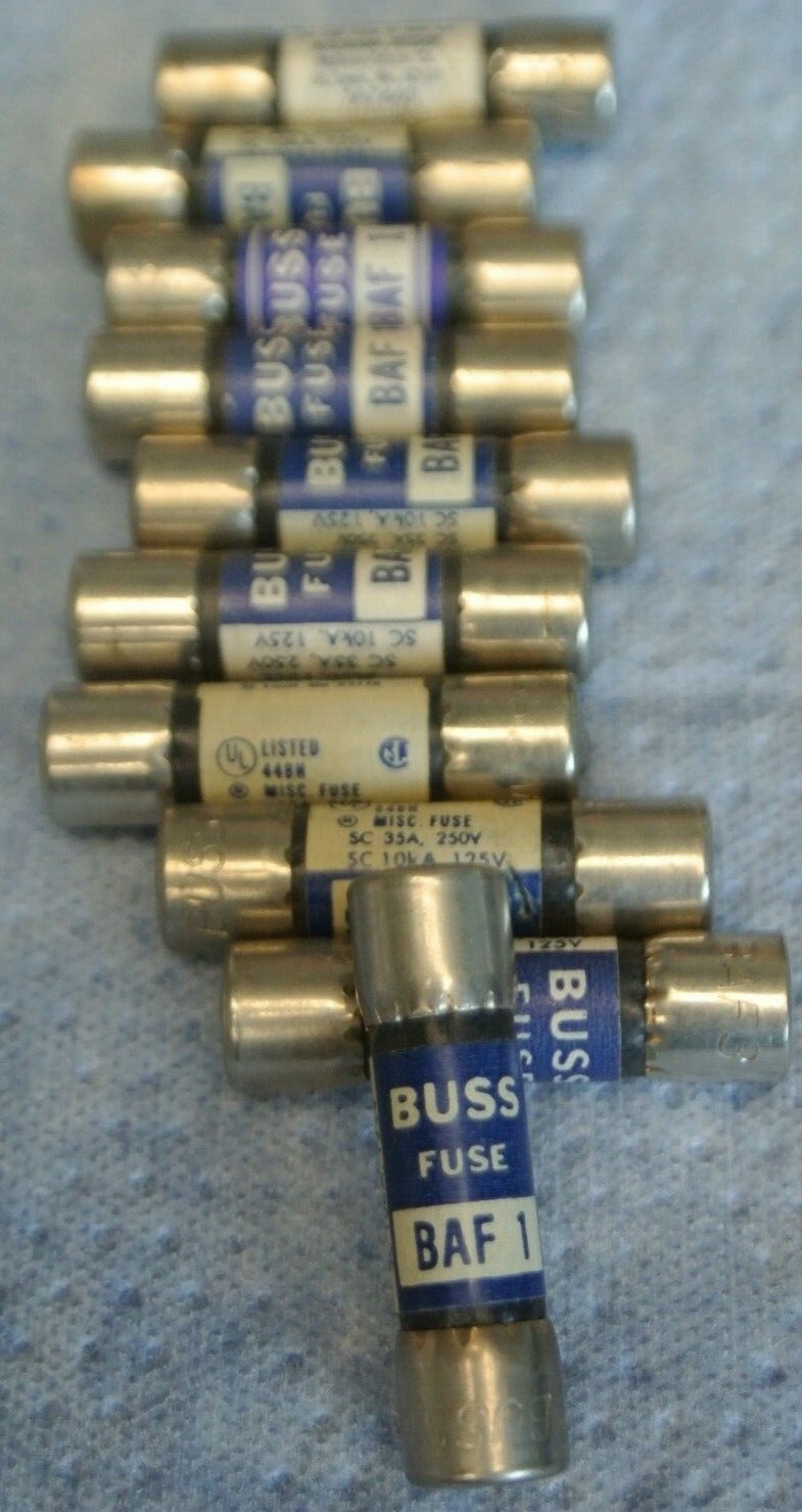 LOT of 10 / BUSS BAF-1 FUSE / 1A / 250V / NEW SURPLUS | eBay