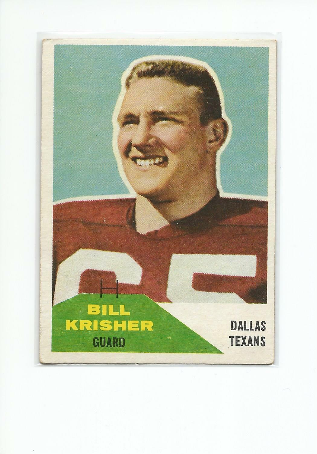 BILL KRISHER 1960 Fleer Football card #53 Dallas Texans EX/EX+ | eBay