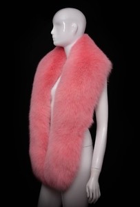 Genuine Shadow Flamingo Pink Fox Fur Handmade Fluffy Boa Oversize Scarf ...