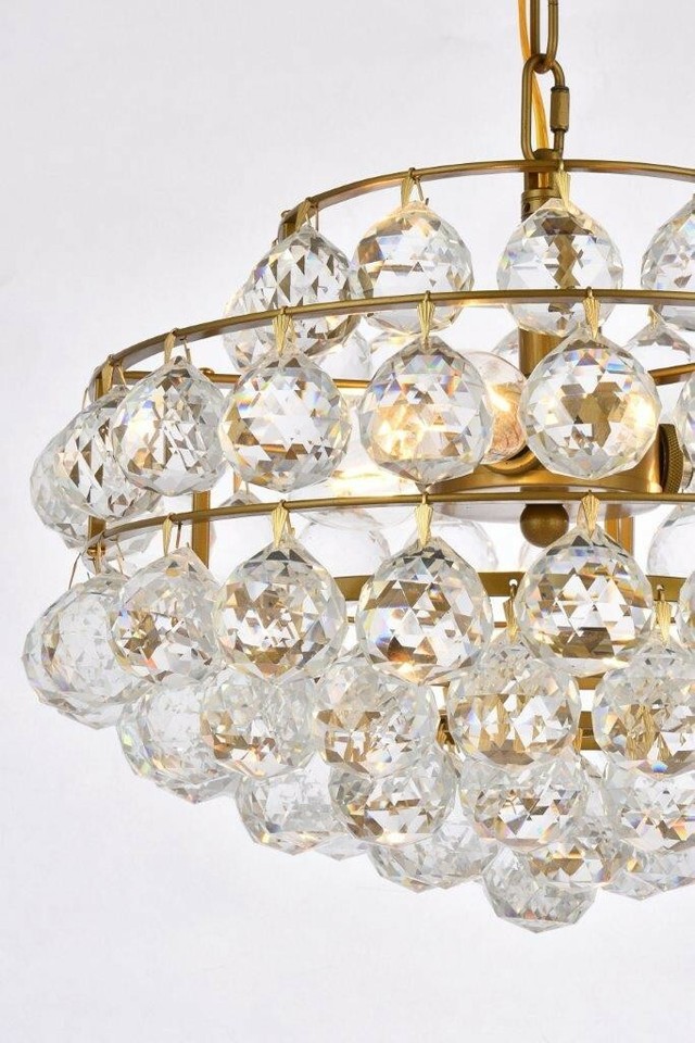 Chandelier Crystal Balls Pendant Light Fixture Brass Color Dining Room ...