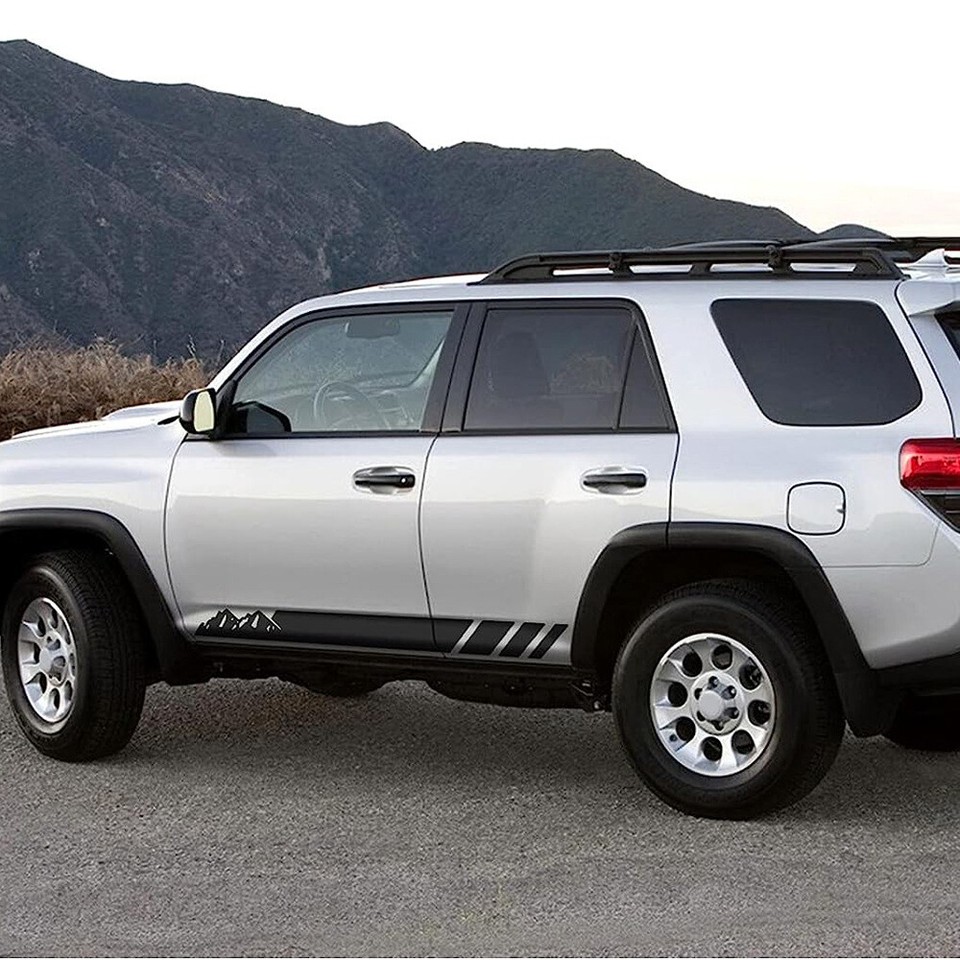 2x Mountain stripe Graphics Car Door Side Skirt Sticker For Car SUV MPV ...