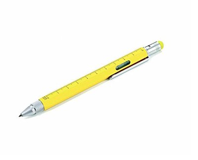 Troika Construction Ballpoint Pen, YELLOW w/ ruler, screwdriver,stylus ...