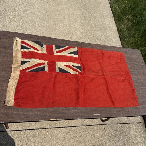 VINTAGE NAUTICAL BRITISH NAVAL ROYAL NAVY RED DUSTER ENSIGN FLAG UNION ...