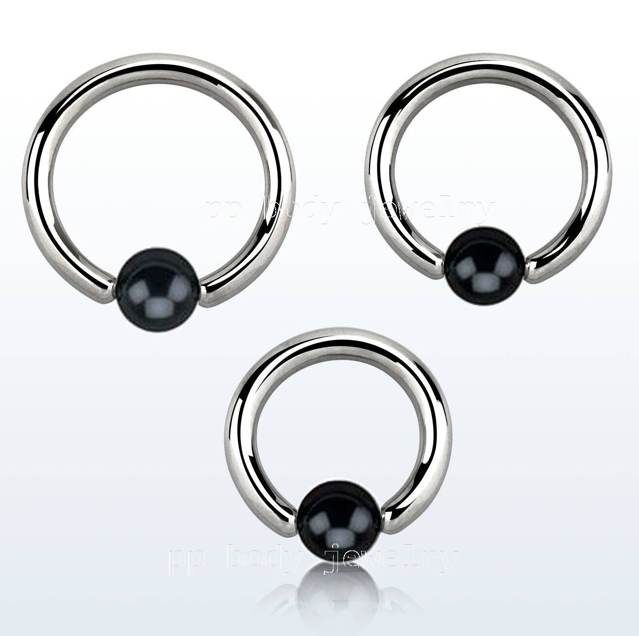 PAIR Steel Captive Bead Ring Hematite Plated Ball Earrings Cartilage ...