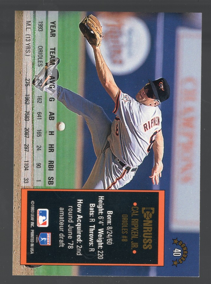 Cal Ripken Jr. 1994 Donruss #40 Baltimore Orioles HOF | eBay