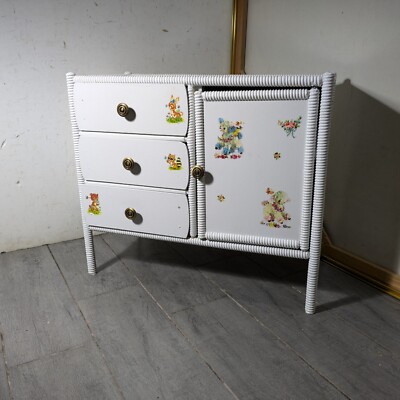 Vintage Shabby Chic French Country White Wood Kids Child 3-Drawer ...