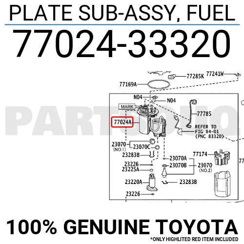 7702433320 Genuine Toyota PLATE SUB-ASSY, FUEL 77024-33320 | eBay