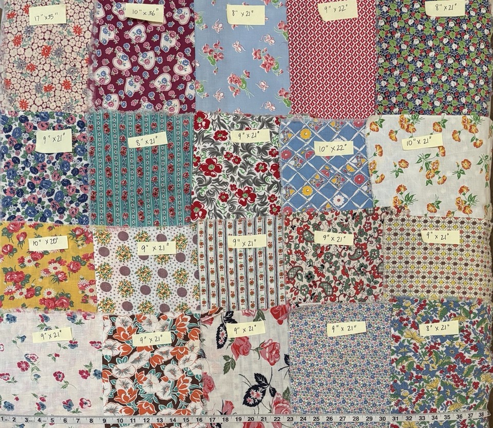 Vtg Lot 23 Partial Feed Sack Fabric Floral Geometric 1930s-40s Textiles ...