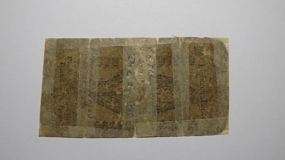 1763 Eighteen Pence New Jersey NJ Colonial Currency Note Bill! RARE ...