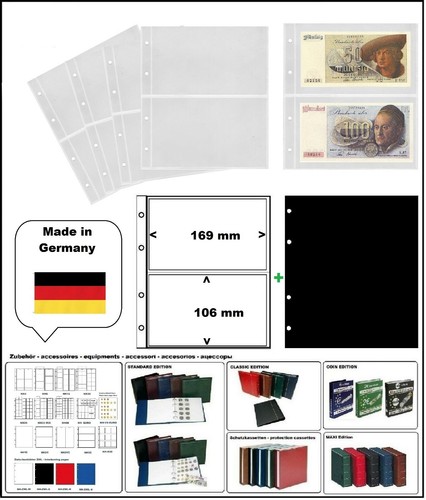 Banknote Sleeves NUMOH 2C NH 2x 169x106 mm + ZWL-S For Banknotes Look ...