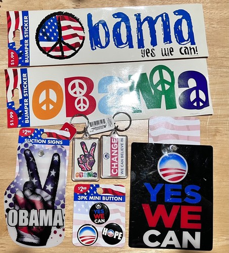 Obama 08 Campaign Memorabilia Bumper Stickers Keychains Suction Signs ...