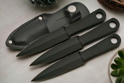 THROWING KNIFE SET | 3 Pc. Black Mini Ninja Darts 4.5" Little Arrow ...