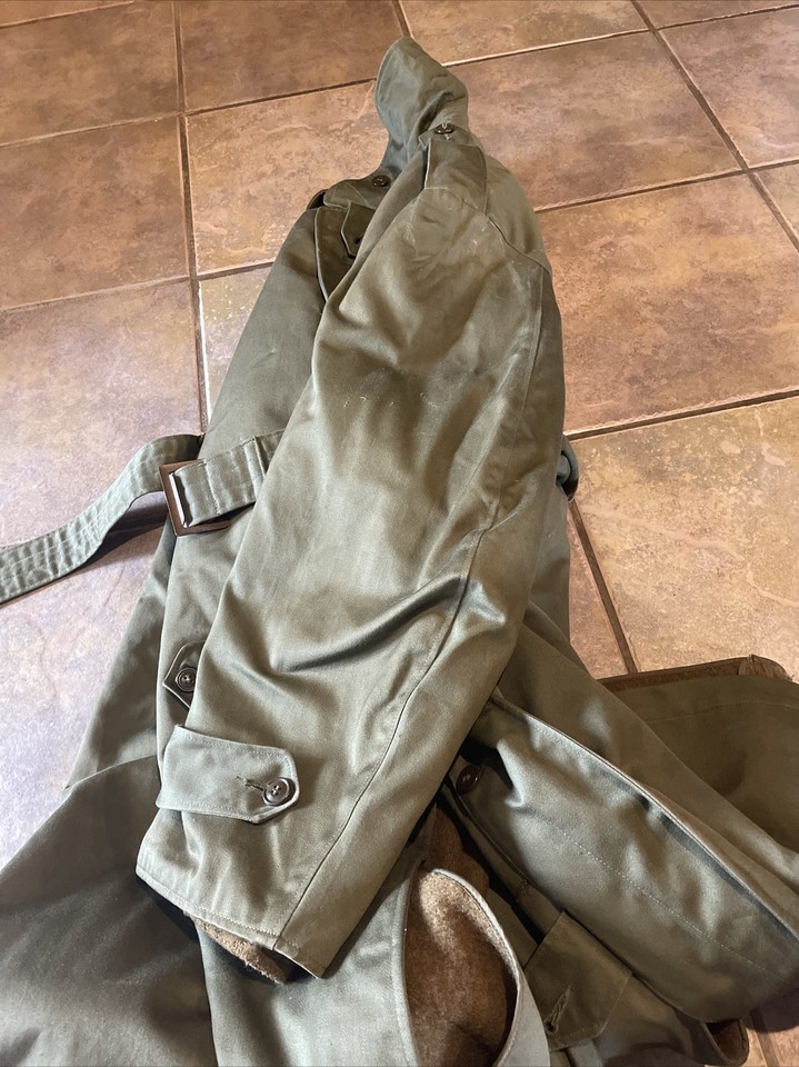 US Military Trench Coat Authentic Vintage Wool Liner Medium Long ...