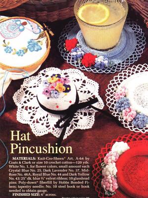 Hat Pin Cushions & Flower Coasters Crochet Pattern Instructions | eBay