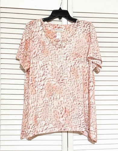 Alfred Dunner Top Blouse - Size 1X - Tan, white, coral with ...