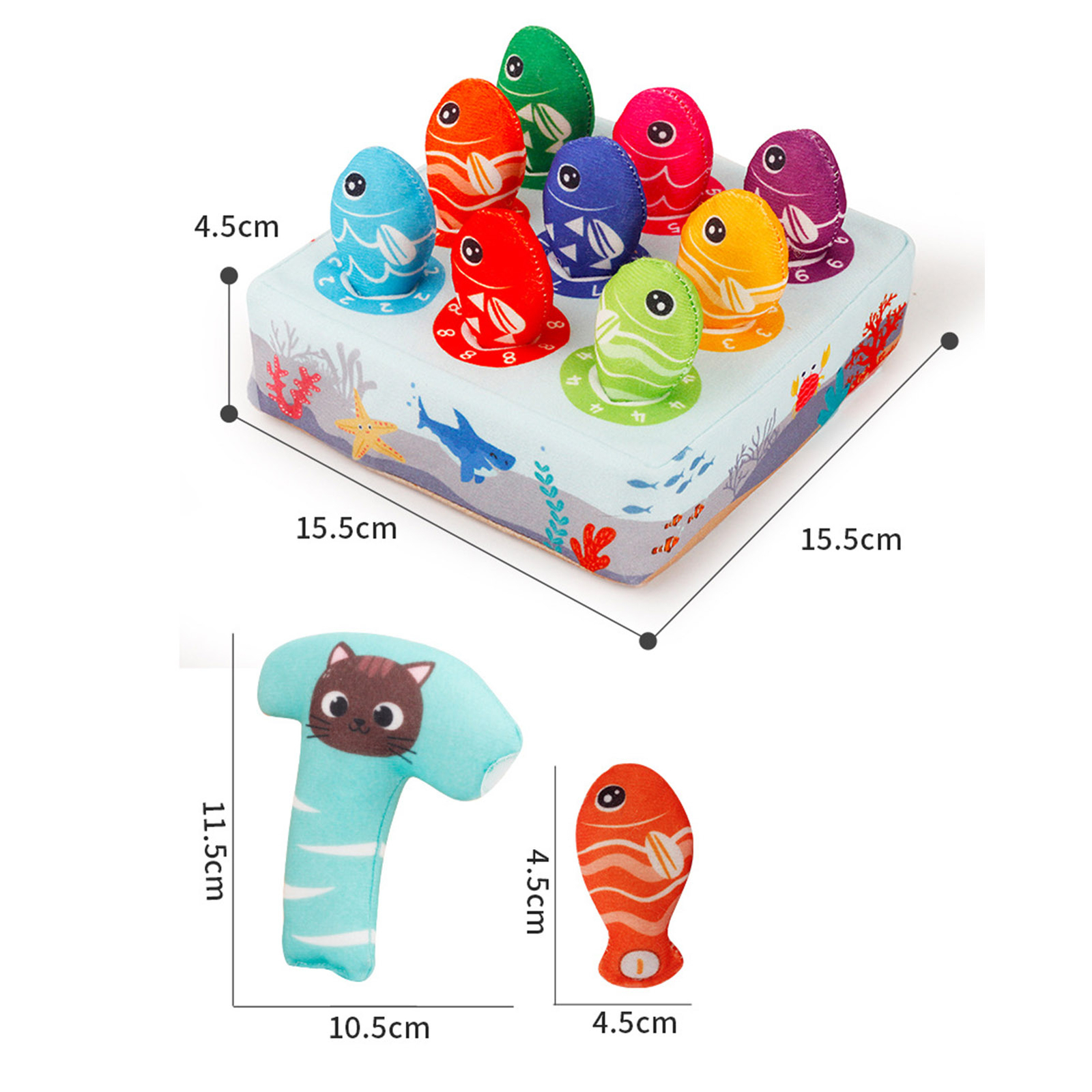 (9 Fishes) Plush Fishing Toy Cotton Filling Numbers Matching Fishing | eBay