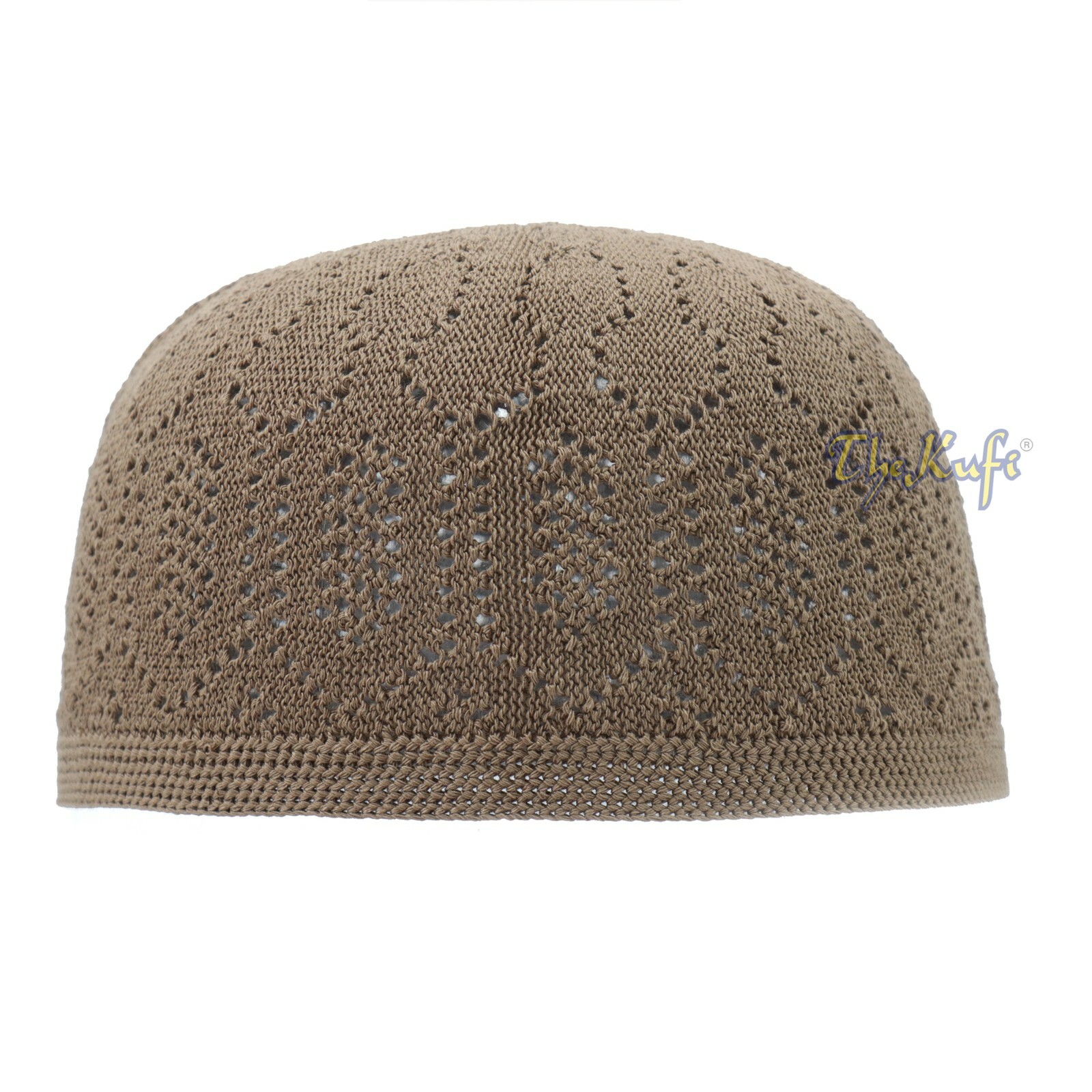 Light Brown Cotton Open-Knit Turkish Muslim Hat - Islamic Kufi Skull ...