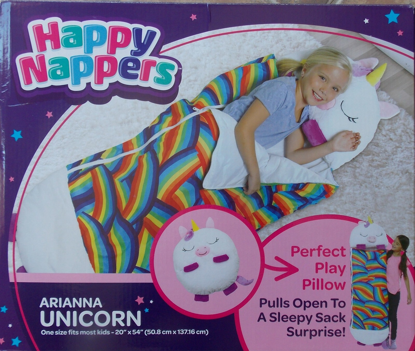 Happy Nappers Arianna Unicorn Pillow Sleepy Sack ~ NEW 20 x 54 in ...