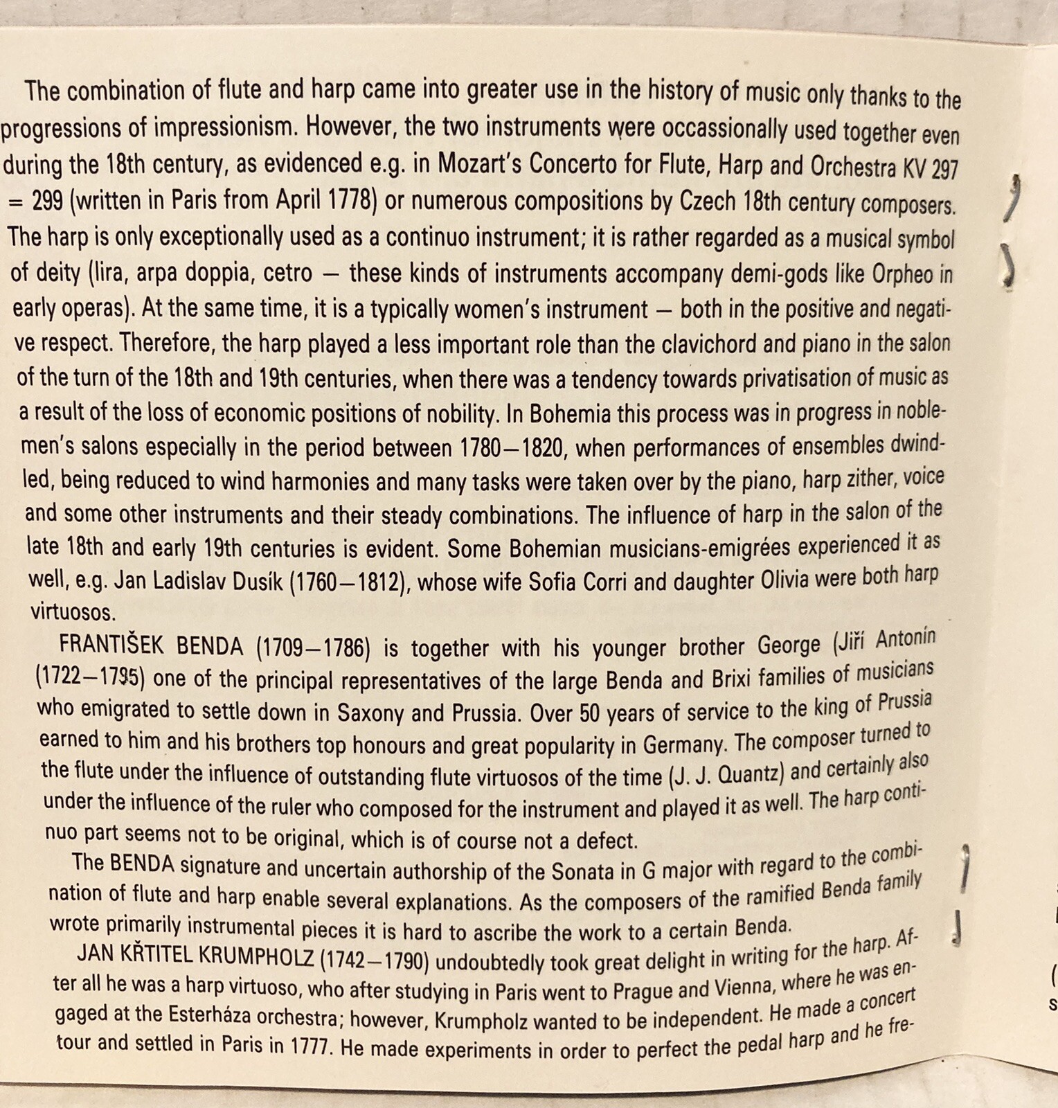 Drapal Mullerova Benda Krumpholz Vanhal CD Songs For Flute Harp Panton ...