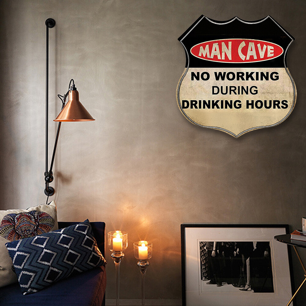 Vintage Metal Plate Warning Word Special Shape Iron Painting Art Decor ...