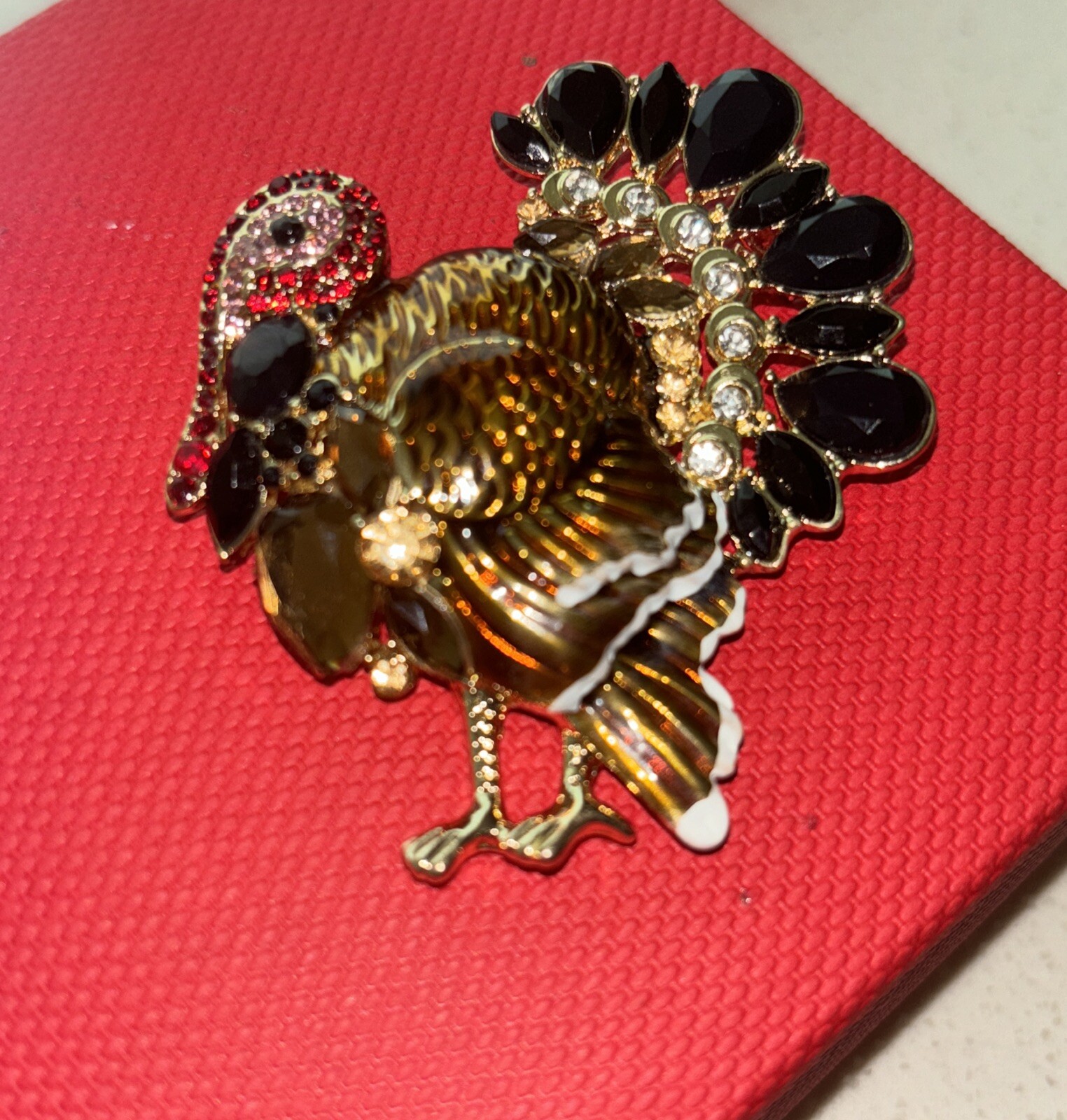 Napier Fall Harvest Thanksgiving Turkey Enamel Crystal Pin Brooch ...