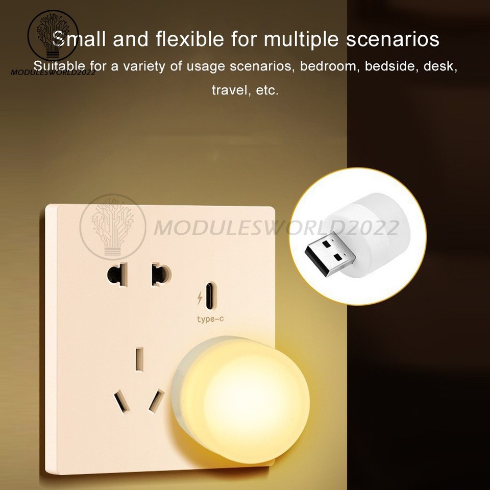 1Pcs USB Mini LED Night Light Portable Small Round Lamp Mobile Light ...
