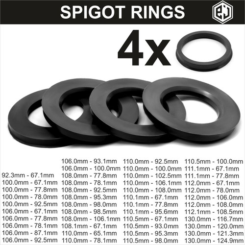 Spigot Rings SET OF 4 Alloy Wheel Hub Centric Spacer BIG sizes to ...