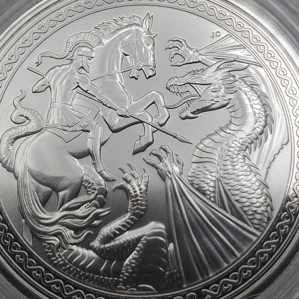 1 oz .999 silver coin St. George & The Dragon Ascension Island Modern ...