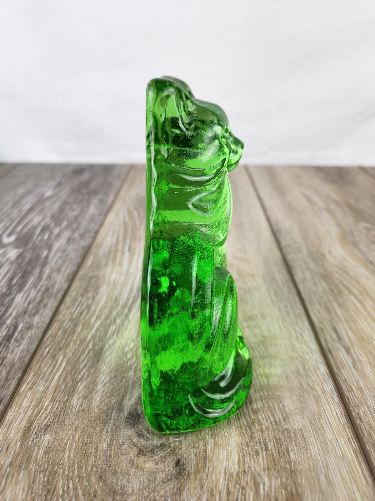 Large Green Uranium Vaseline Glass Style Hellfire Cat - Glows BRIGHT ...