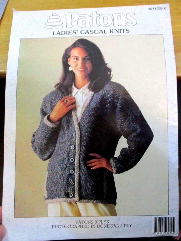 PATONS LACE CASUAL KNITS CARDIGAN & JUMPER 8 PLY NO. 1077 LEAFLET | eBay