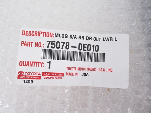 Genuine OEM Toyota 75078-0E010 Driver Rear Lower Molding 2014-2019 ...