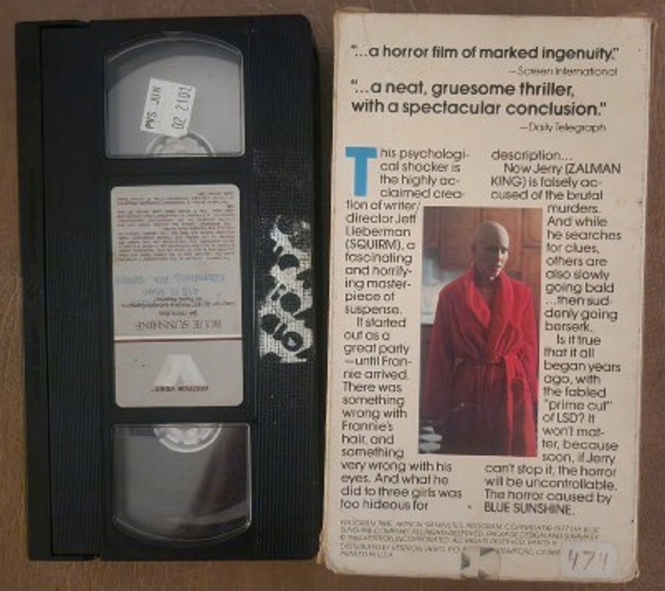 1977 Blue Sunshine VHS Original Vestron | eBay