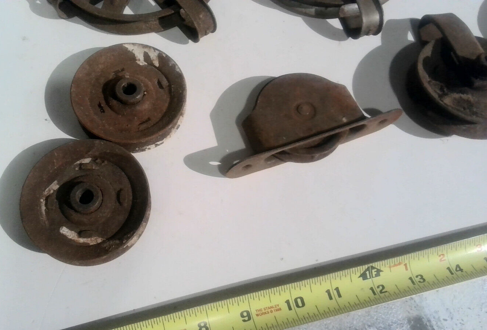 VINTAGE Metal Pulleys Pulley System Rusted Patina FARM Barn YARD Decor ...