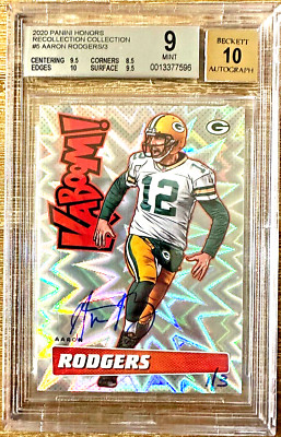 2020 PANINI HONORS KABOOM RECOLLECTION AARON RODGERS AUTO /3 BGS 9/10 ...