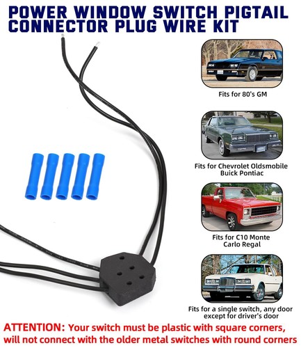 For 80s GM Power Window Switch Pigtail Connector Plug Wire C10 Monte ...