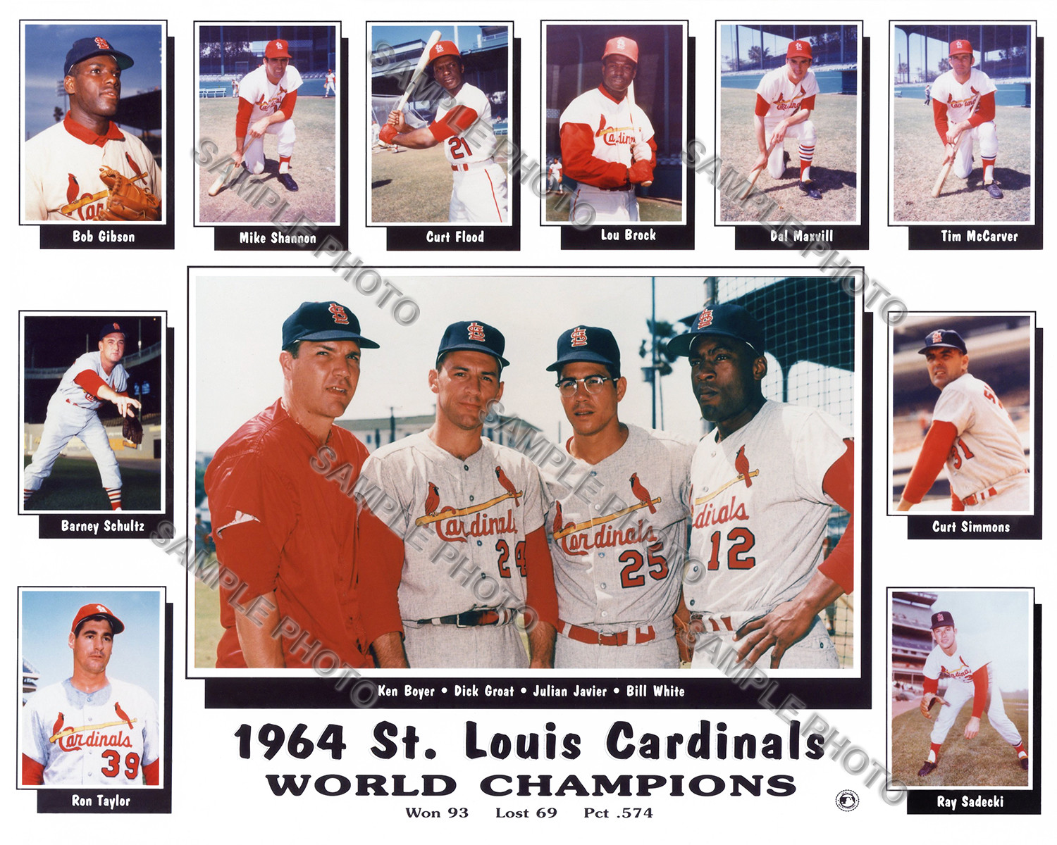 1964 ST. LOUIS CARDINALS WORLD SERIES CHAMPIONS 8X10 TEAM PHOTO GIBSON ...