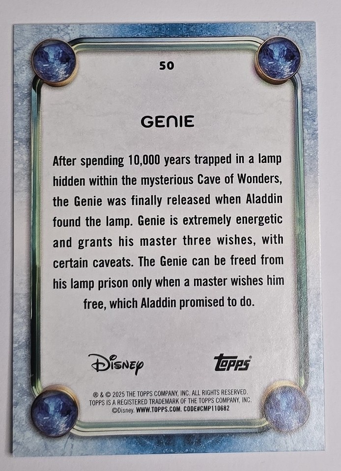 Genie #50 - 2025 Topps Disney Wonder: Base Card - Tier 1 | eBay
