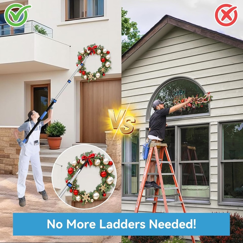 5-12 Ft Telescopic Christmas Light Extension Pole,Telescoping Pole for ...