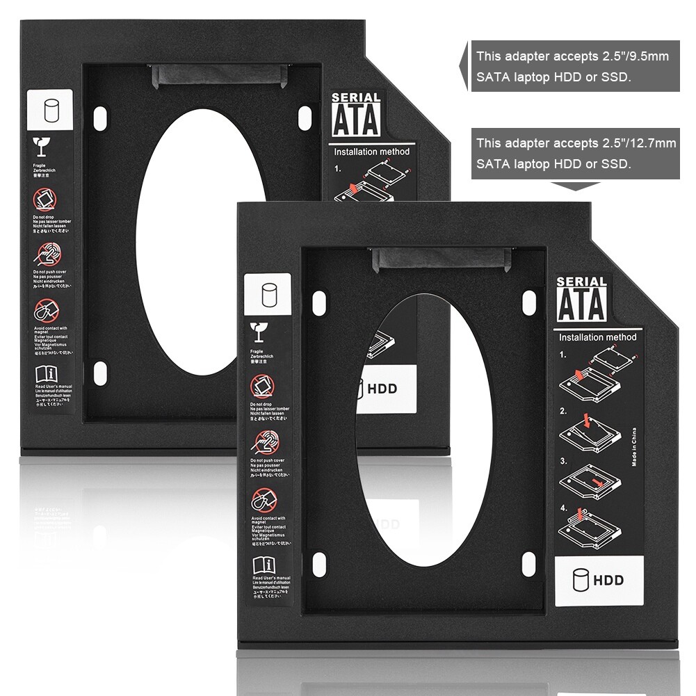 2.5 HDD SSD Enclosure Hard Disk Drive Bay Caddy Optical DVD Adapter Fo ...