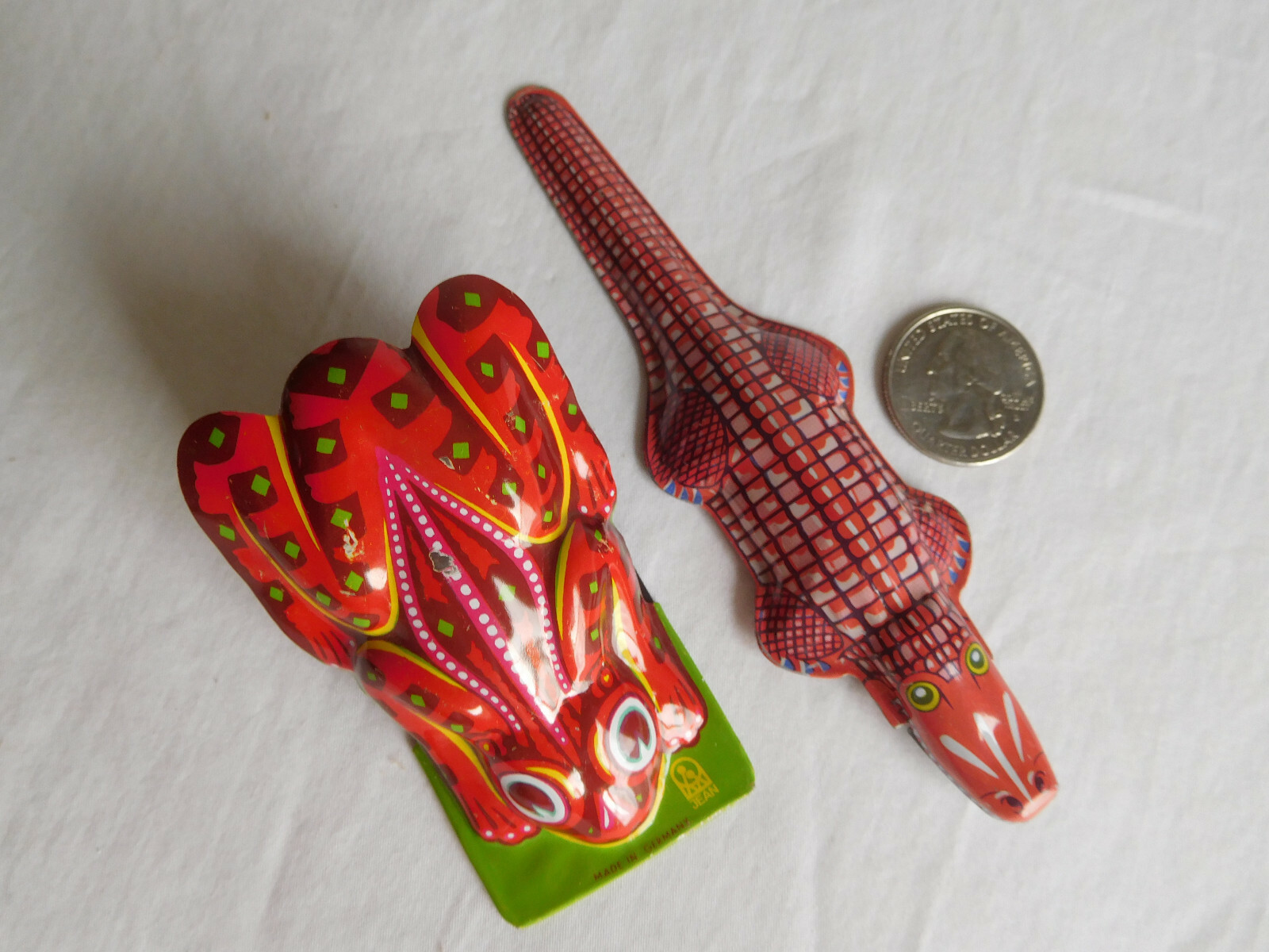 lot of 2 TIN CLICKERS German Germany Jean FROG Shakman Alligator very ...