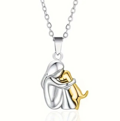 Hug Pendant Necklace Pet Dog Lover Women Fashion Girl Golden Silvery ...