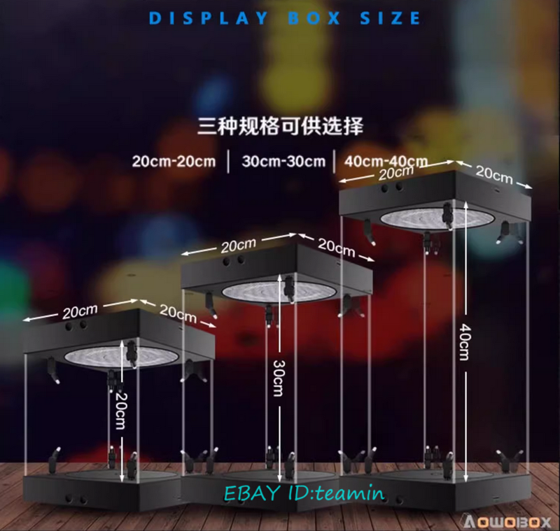 Custom H20-40cm Rotate LED Acrylic Figure Model Display Box Dust Cover ...