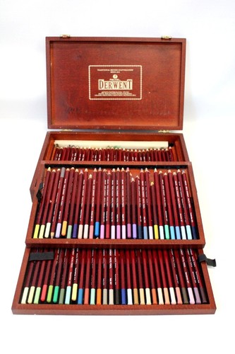 DERWENT Rexel Artist Drawing 90 PASTEL PENCILS/CRAYONS In Wooden Box 13 ...