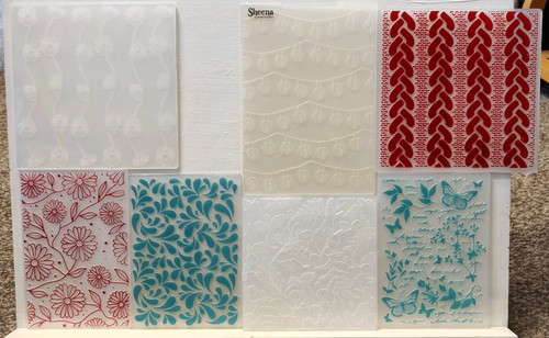 Mixed Lot of Embossing Folders x 7 - Cable Knit, Flowers, Lanterns ...