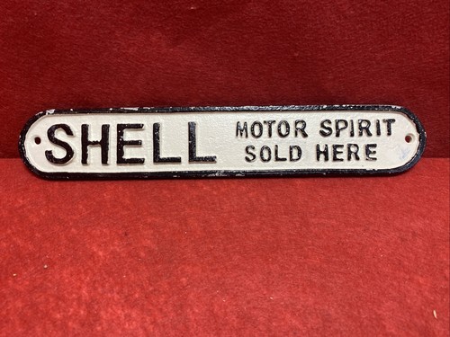 Shell Motor Oil Sold Here Cast Iron Sign Wall Plaque Man Cave Black ...