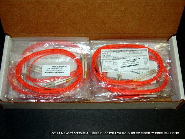 LOT OF 24 NEW 62.5/125 MM JUMPER LC/UCP LC/UPC DUPLEX FIBER 7" FREE ...