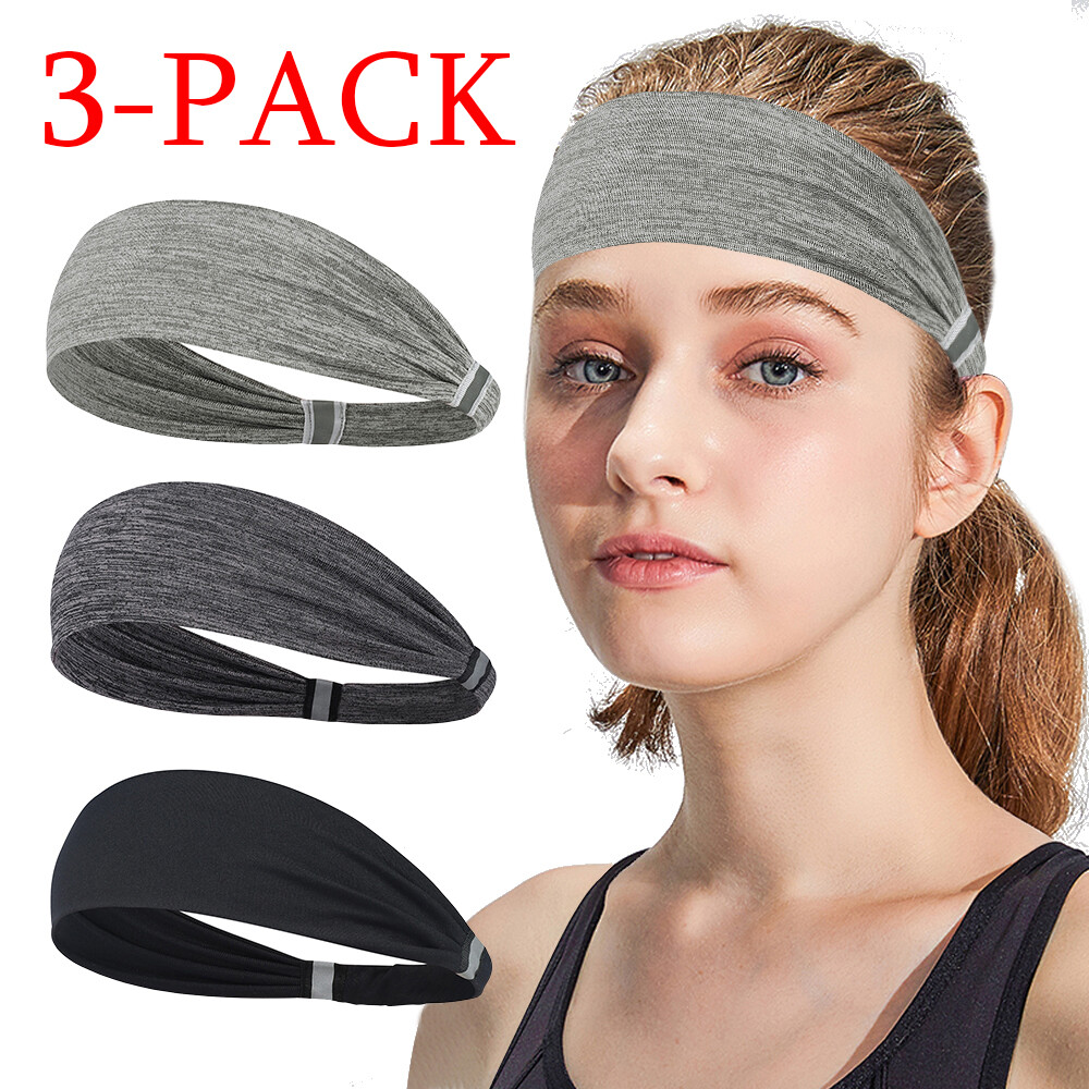 3 Pack Women Men Gym Stretch Headband Sport Sweat Sweatband Yoga Hair