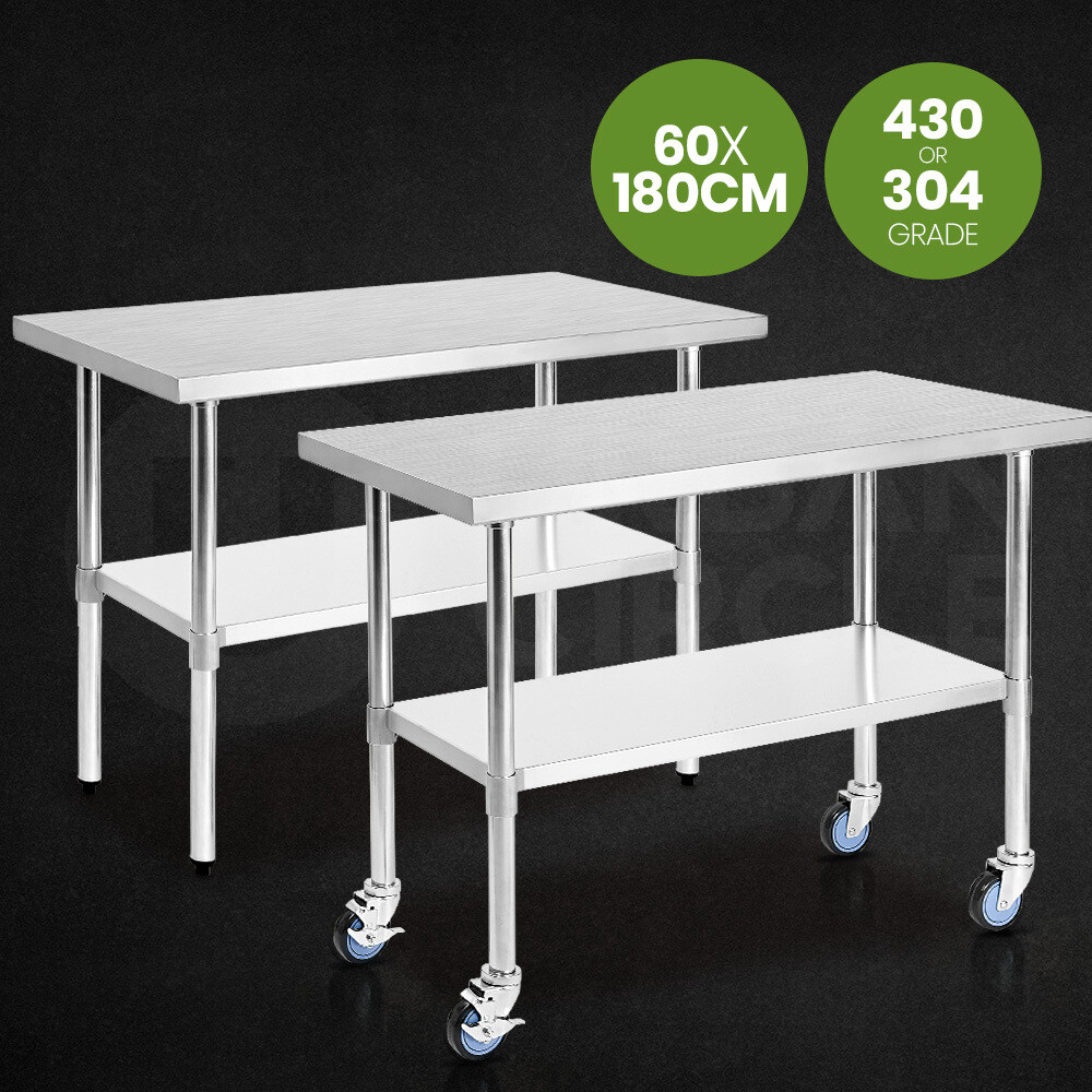 Simplus 304/430 Stainless Steel Kitchen Bench Work Bench Food Prep ...